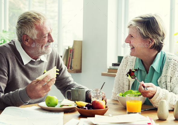 Senior Retirement Breakfast Meal Food Dining Concept Stock Photo by ...
