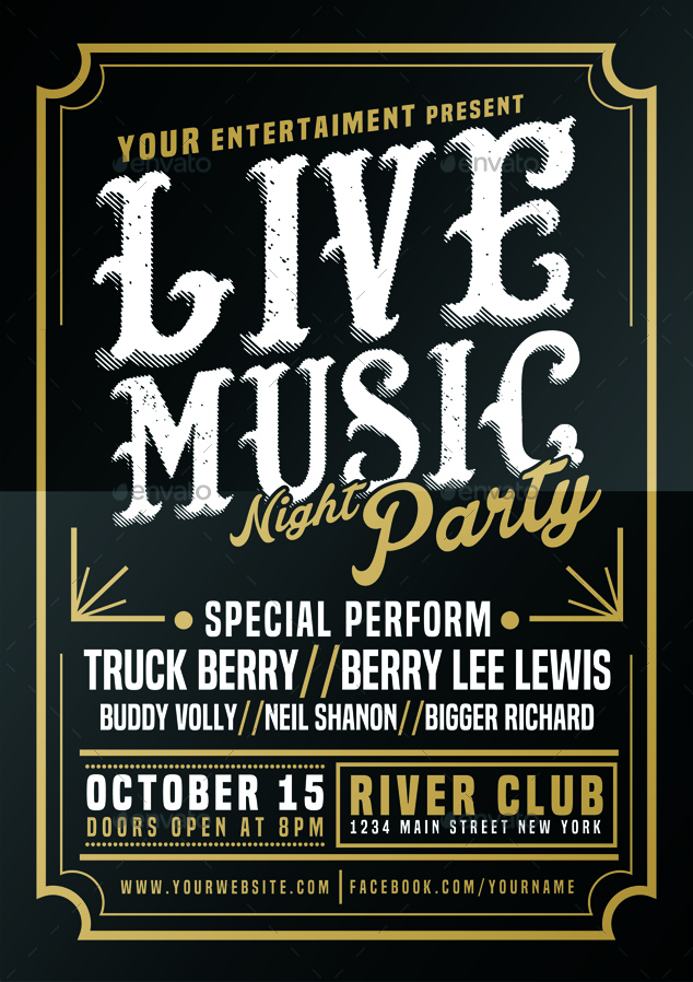 Live Music Typography Poster Flyer, Print Templates | GraphicRiver
