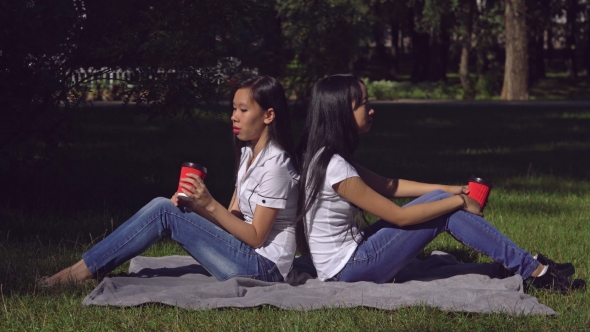 Coffee Break Outdoor In Spring., Stock Footage | VideoHive