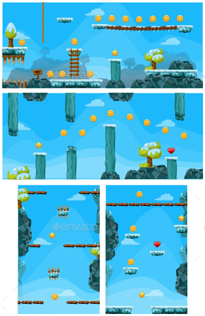 2D Ice Game Platformer Tilesets, Game Assets | GraphicRiver