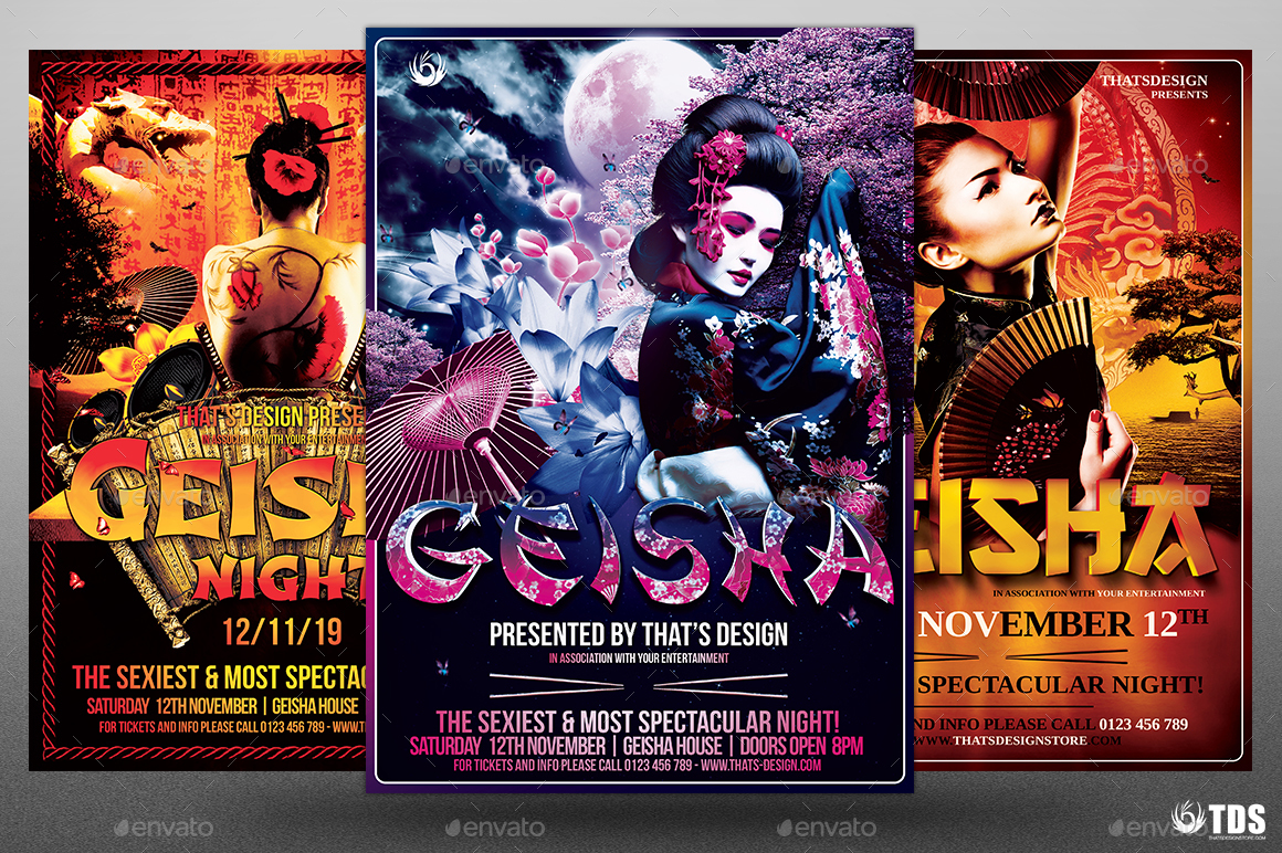 Geisha Night Flyer Bundle by lou606 | GraphicRiver