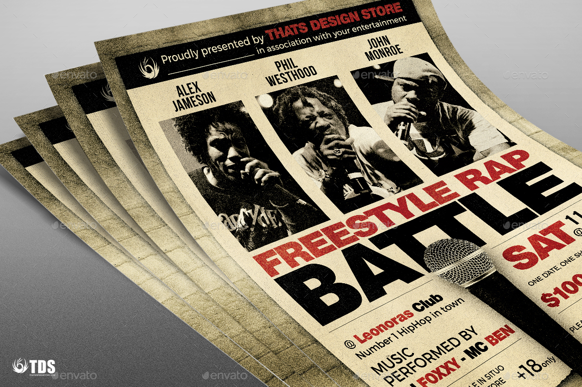 Freestyle Rap Battle Flyer Template V5 by lou606 | GraphicRiver