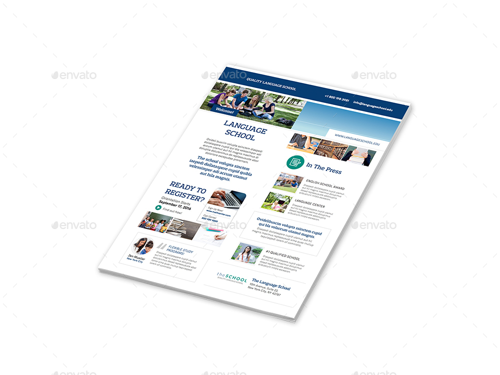 Language School Flyers 4 Options, Print Templates | GraphicRiver