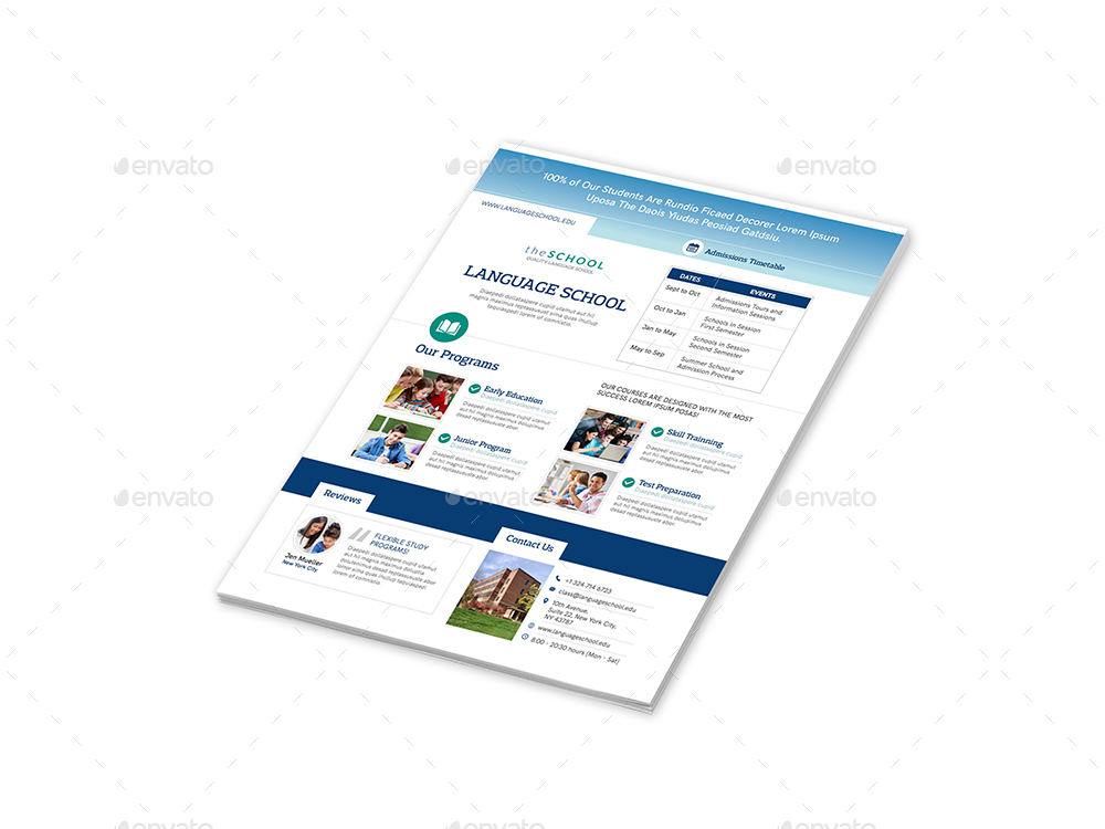 Language School Flyers 4 Options, Print Templates | GraphicRiver