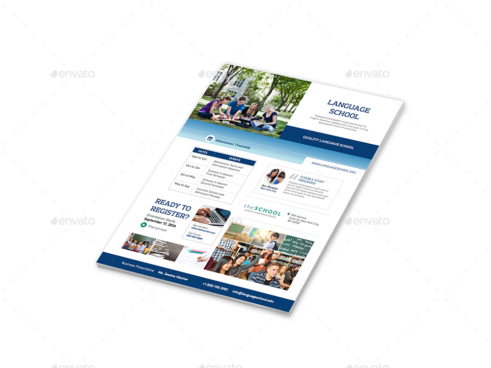 Language School Flyers 4 Options, Print Templates | GraphicRiver