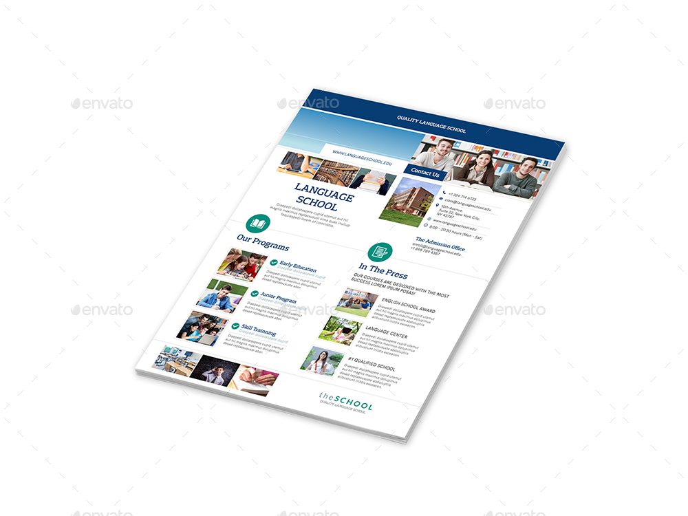 Language School Flyers 4 Options, Print Templates | GraphicRiver