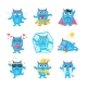 Blue Monster Character Activities, Vectors | GraphicRiver