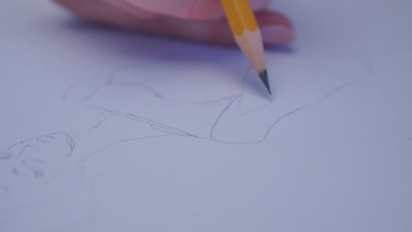 Pencil Draws a Straight Line On a Paper, Stock Footage | VideoHive