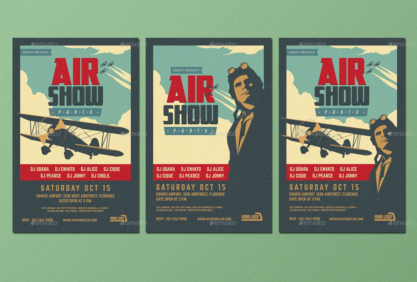 Vintage Airshow Party Poster by mahameru | GraphicRiver