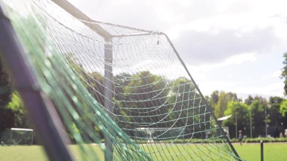 Ball Flying Into Football Goal Net On Field, Stock Footage | VideoHive