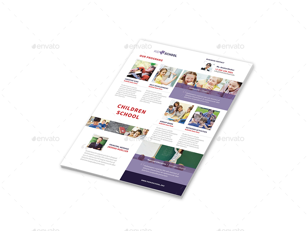 School Flyers 4 Options, Print Templates | GraphicRiver