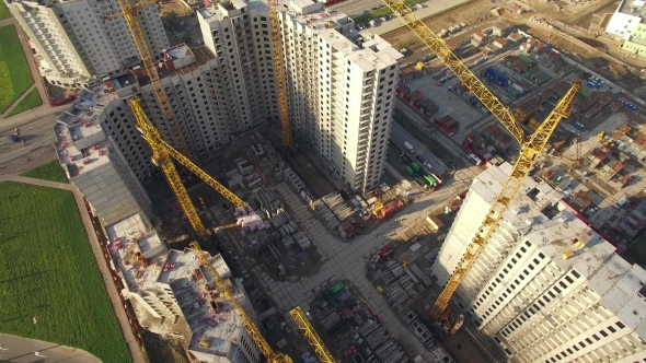 Aerial View Of Huge Construction Site, Stock Footage | VideoHive