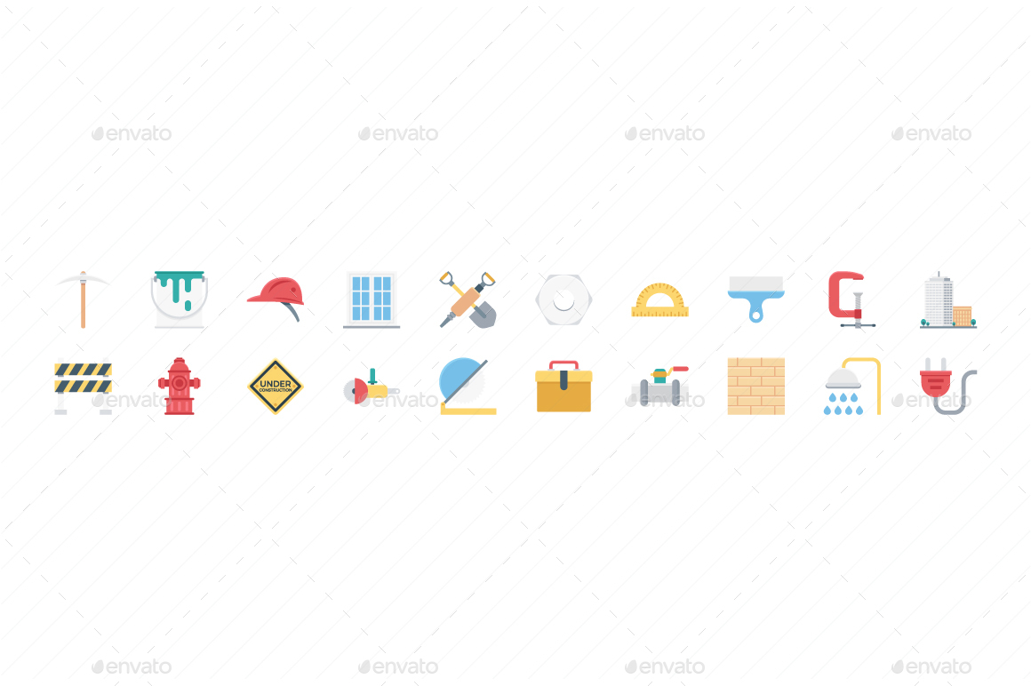 130 Construction Color Vector Icons Set, Icons | GraphicRiver