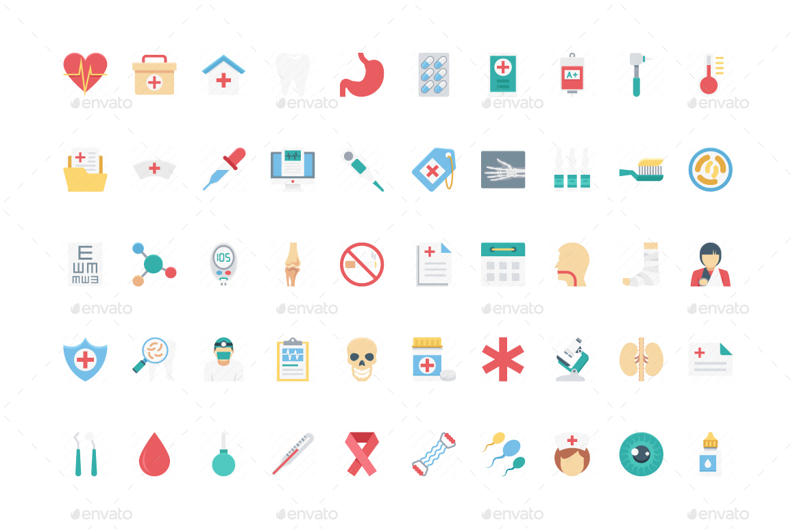 150 Medical and Health Vector Icons, Icons | GraphicRiver