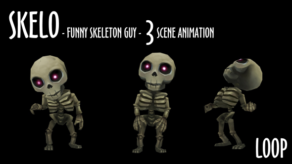 Skelo - Funny Skeleton Character - 3 Scene Pack, Motion Graphics ...