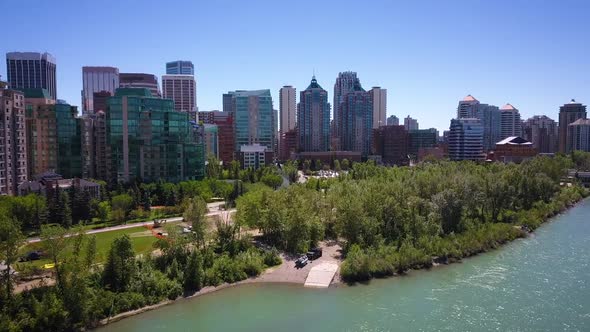 Cinematic aerial view of Calgary’s beautiful downtown skyline., Stock ...