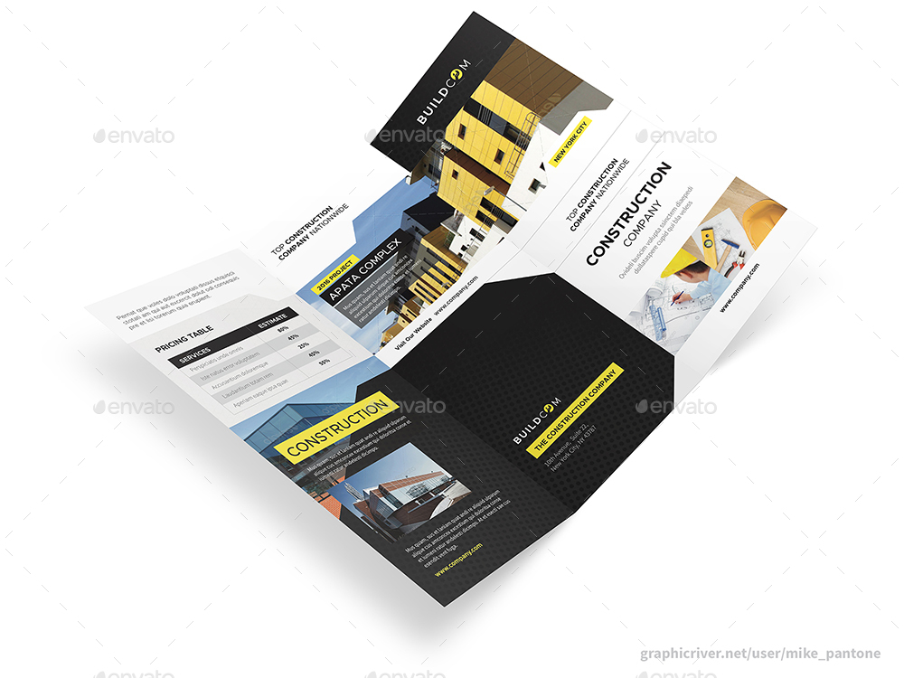 Construction Company Trifold Brochure 2, Print Templates | GraphicRiver