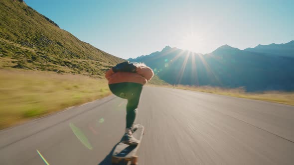 Cinematic downhill longboard session, Stock Footage | VideoHive
