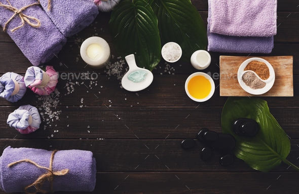 Spa treatment, aromatherapy background. Details and accessories - Stock ...