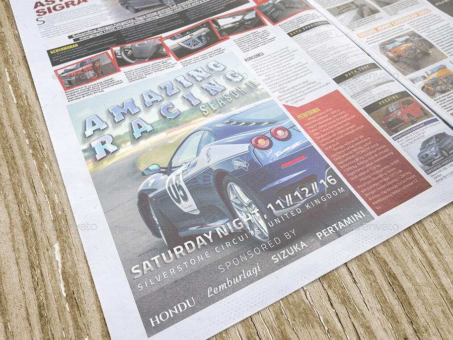 Automotive Tabloid Advertisement Mockup, Graphics | GraphicRiver