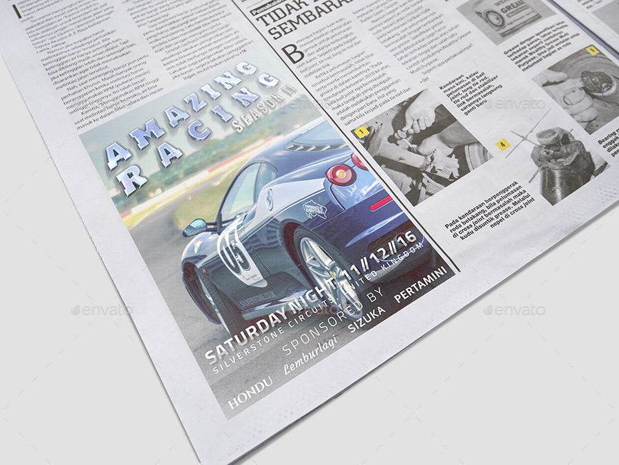 Automotive Tabloid Advertisement Mockup, Graphics | GraphicRiver