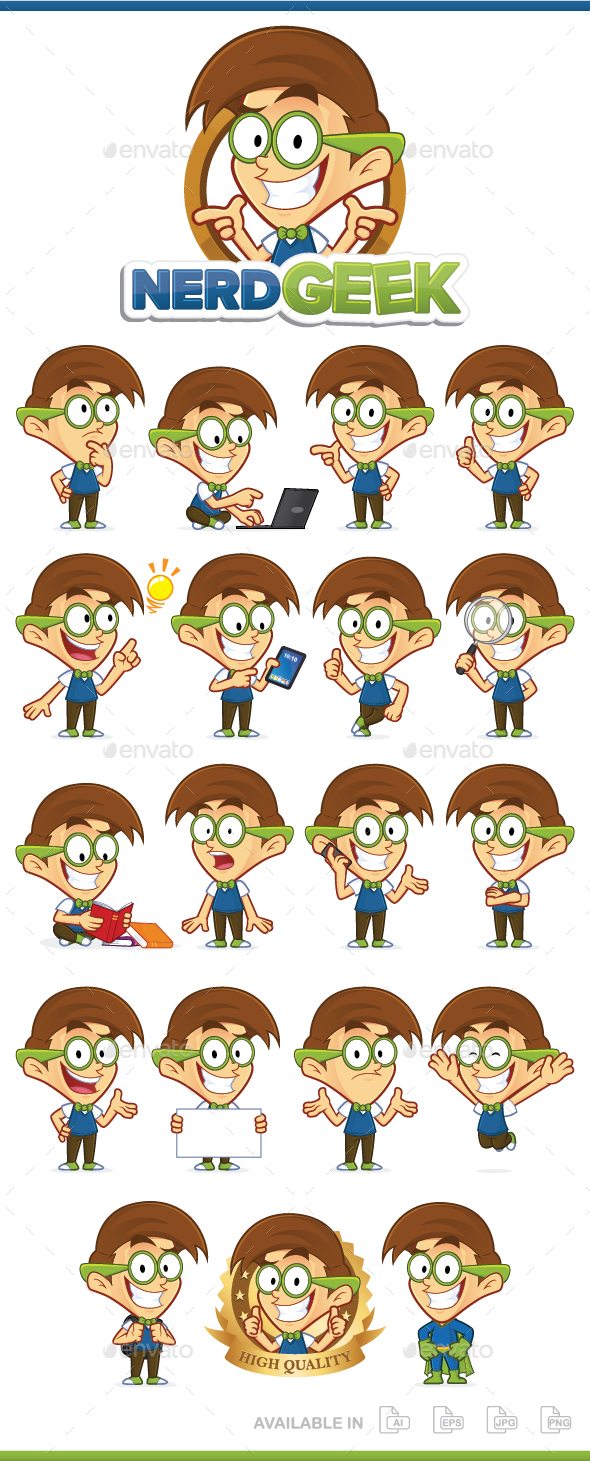 Nerd Geek Mascot Character by sundatoon | GraphicRiver