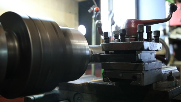 Cutting Tool On Vintage Turning Machine, Stock Footage | VideoHive