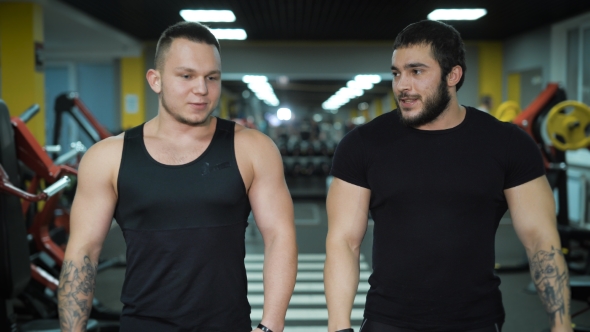 Two Young Men Walking At The Gym, Stock Footage | VideoHive