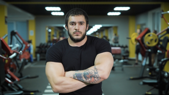 Muscular Man In Fitness Club, Stock Footage | VideoHive