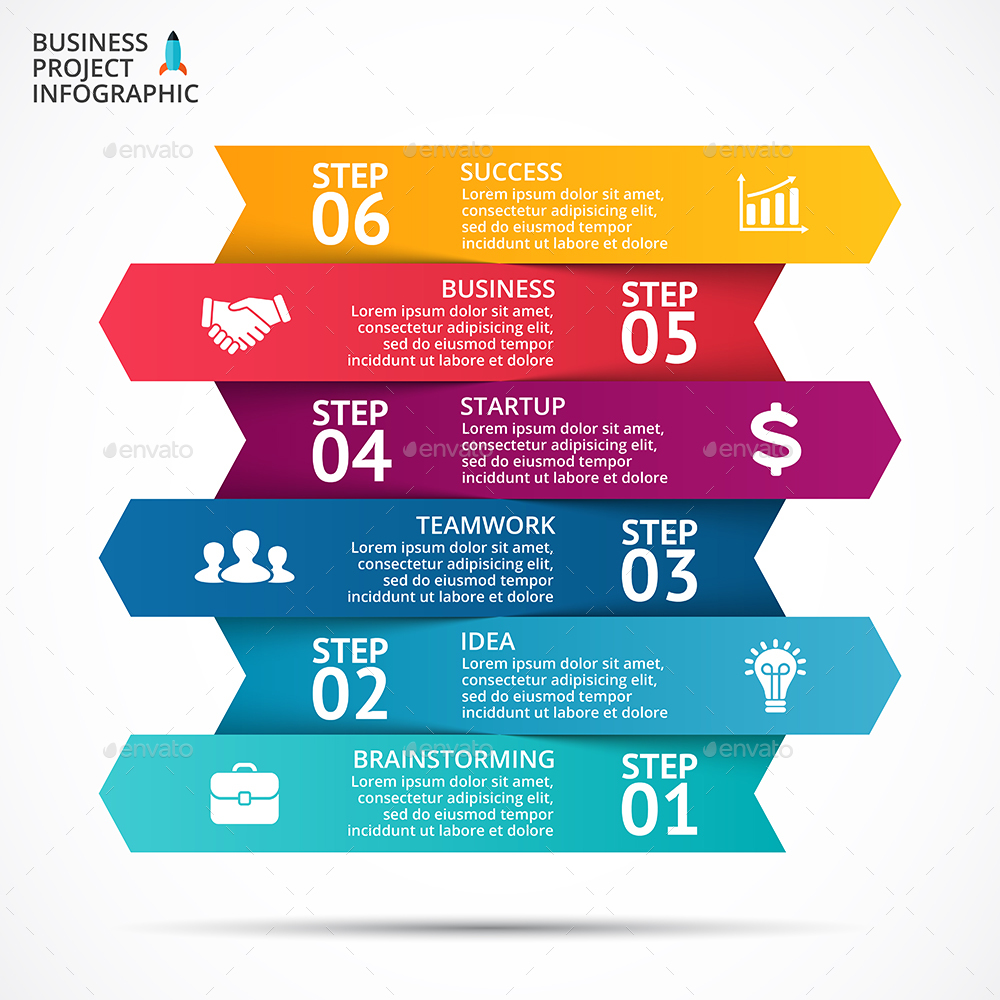 6 Steps Infographics. PSD, EPS, AI., Infographics | GraphicRiver