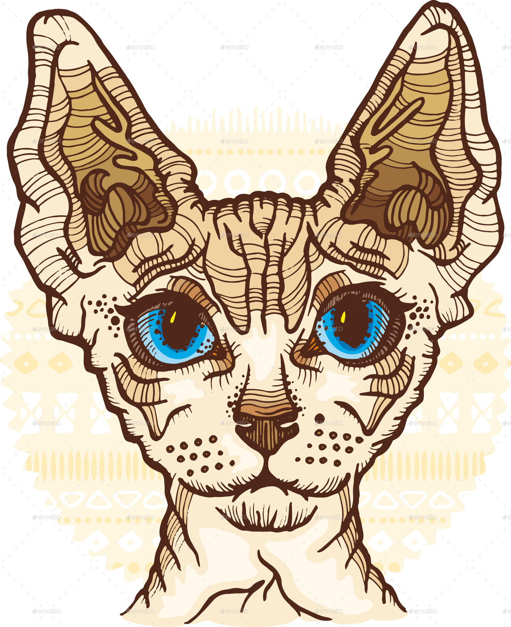 Sphynx Cat Vector Illustration, Vectors | GraphicRiver
