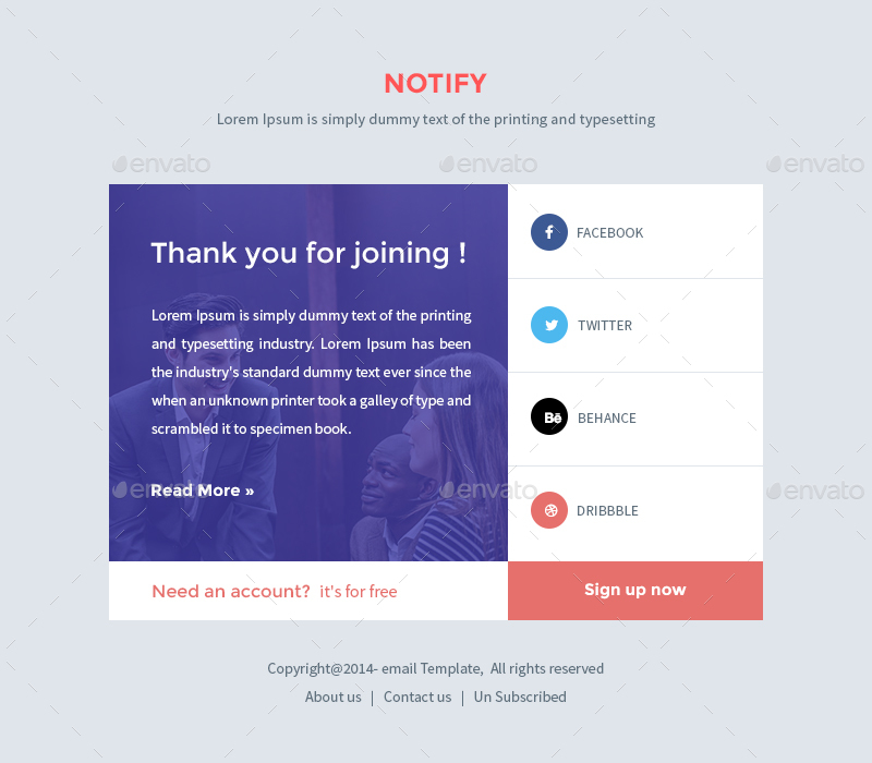 Notify - Notification Email Template PSD, Web Elements | GraphicRiver