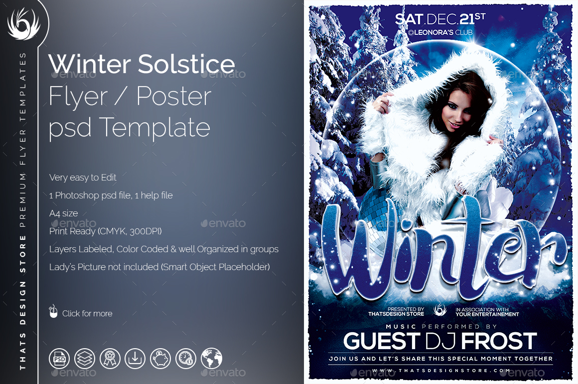 Winter Solstice Flyer Template by lou606 | GraphicRiver