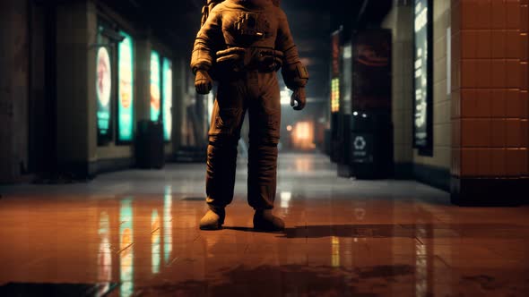 Astronaut at Underground Metro Subway, Motion Graphics | VideoHive