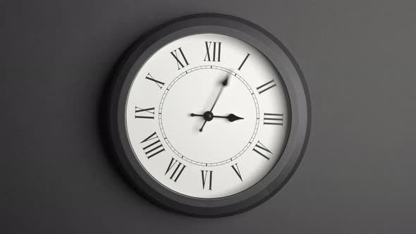 Latin Clock Face In Time Lapse On Dark Grey Wall , Stock Footage ...
