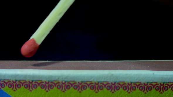 Ignition Match On Matchbox., Stock Footage | VideoHive