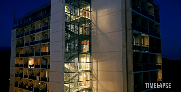 Night Life Of Old Hotel, Stock Footage | VideoHive