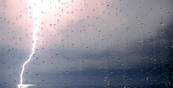 Lightning And Rain Outside Window, Stock Footage | VideoHive