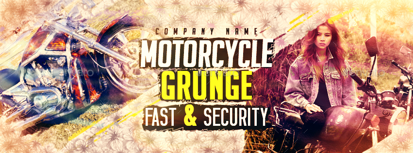 Motorcycle Grunge - Cover Facebook, Web Elements | GraphicRiver