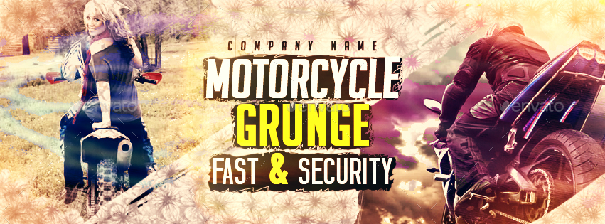 Motorcycle Grunge - Cover Facebook, Web Elements | GraphicRiver