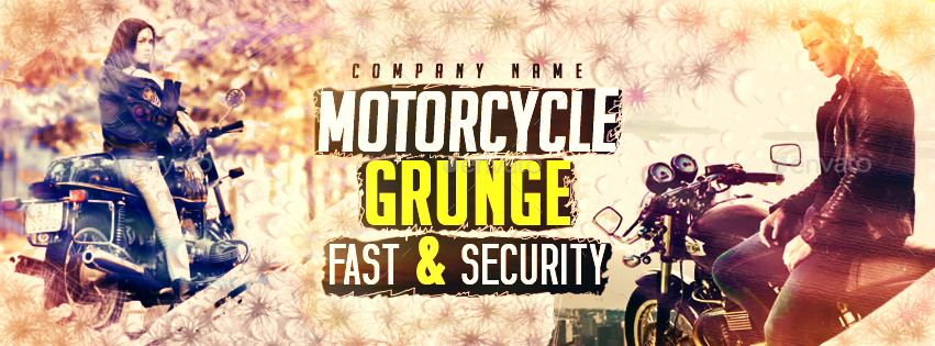Motorcycle Grunge - Cover Facebook, Web Elements | GraphicRiver