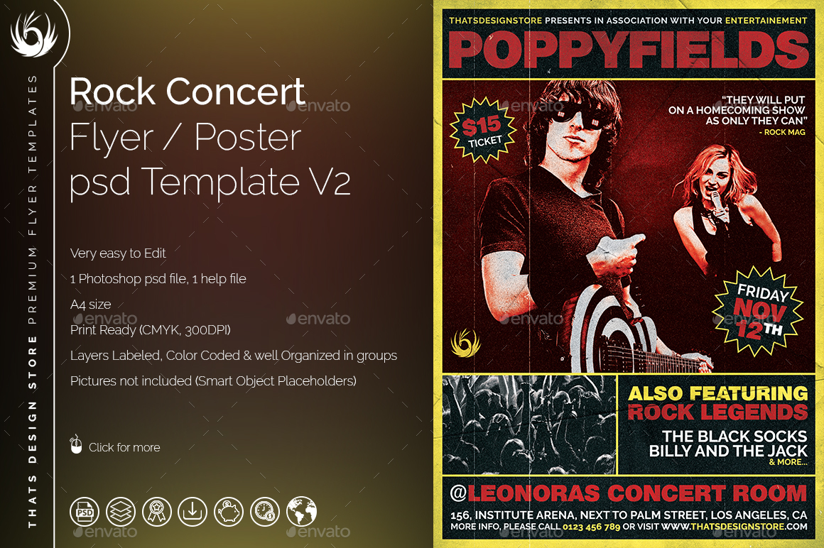 Rock Concert Flyer Template V2, Print Templates | GraphicRiver