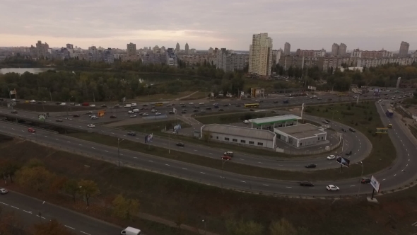 Big City At Sunset, Aerial View From Copter, Stock Footage | VideoHive