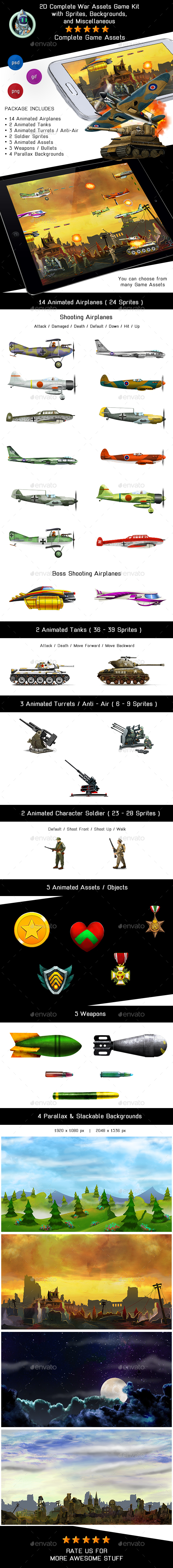 2D Complete War Assets Kit 1 of 2 - Airplanes, Tanks & more by Space_Gecko