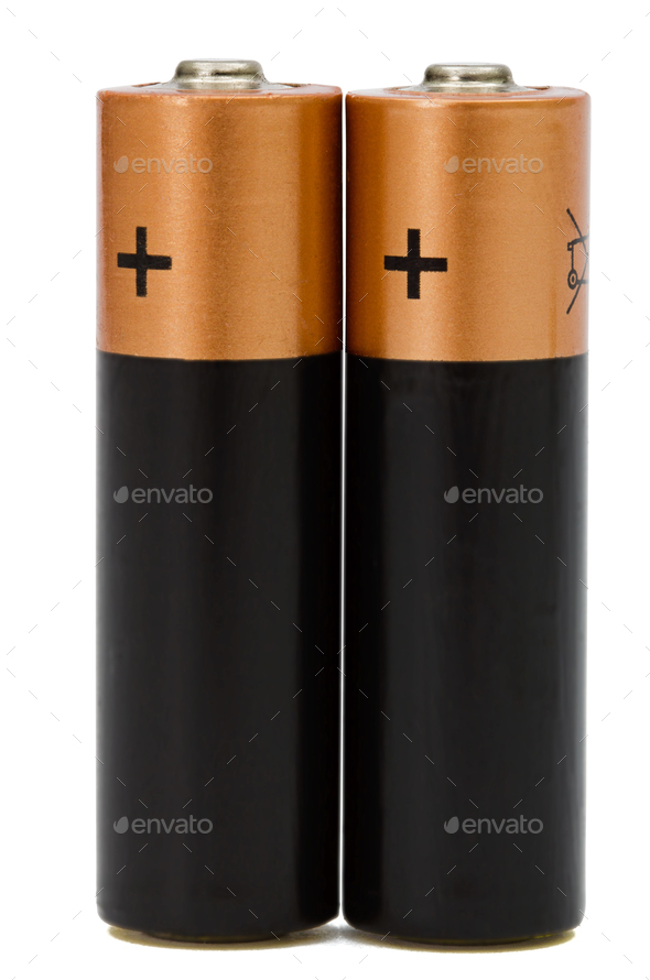 Two AA battery isolated on white, with clipping path Stock Photo by ...