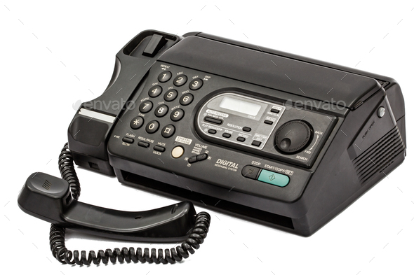 Fax machine isolated on white background Stock Photo by kostiuchenko