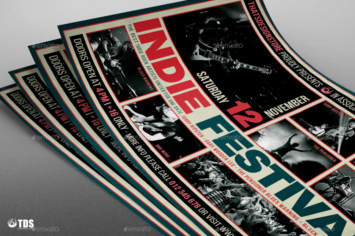 Indie Fest Flyer Template V3 by lou606 | GraphicRiver