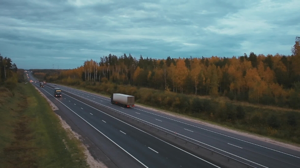 Flying Over The Road With Cars, Stock Footage | VideoHive