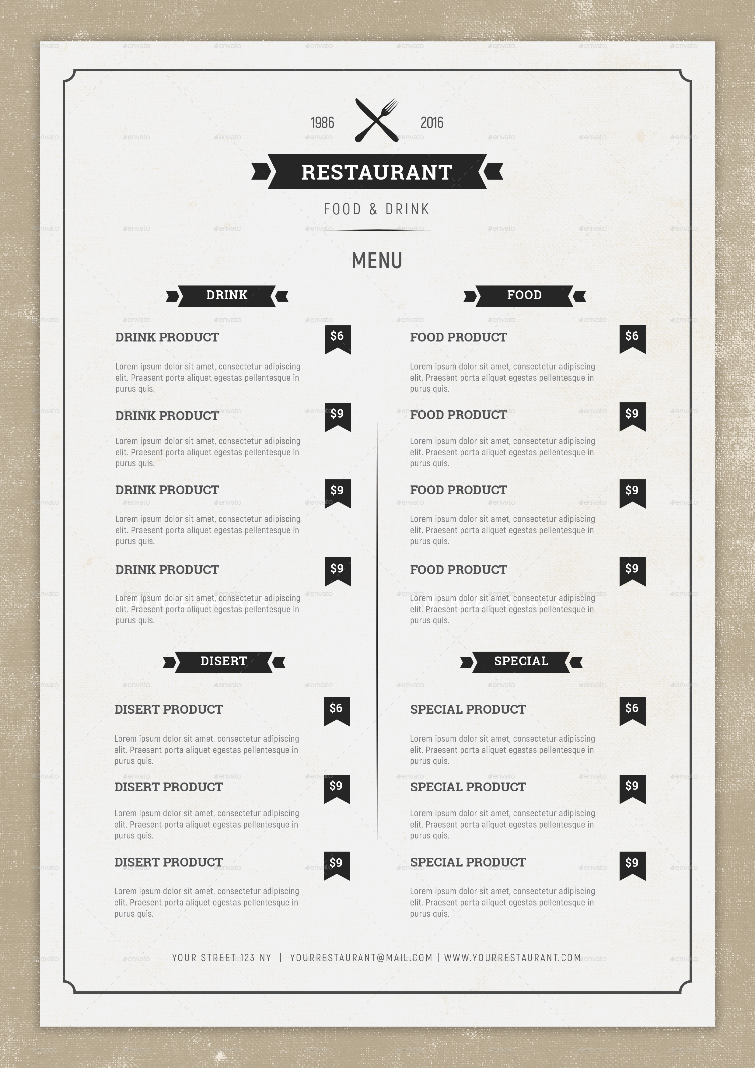 Clean Food Menu, Print Templates | GraphicRiver