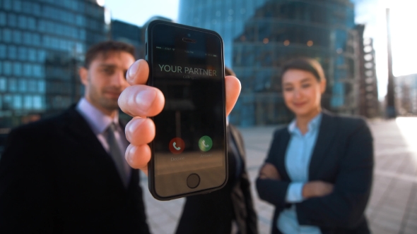 Businesspeople Give Phone. Your Partner Calling., Stock Footage | VideoHive